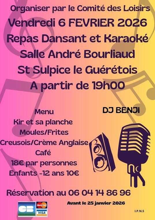 Repas dansant et karaoké de l’amour (Saint-sulpice-le-gueretois, Saint ...