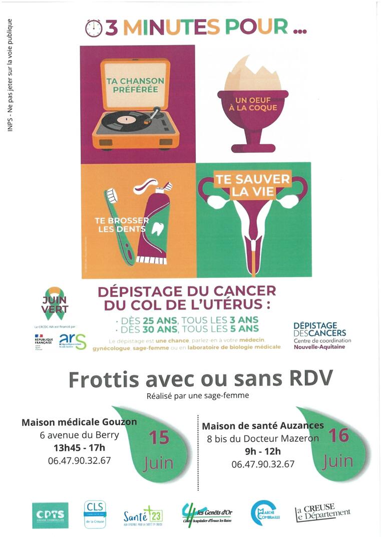 Dépistage du cancer du col de l’utérus (Auzances) | Tourisme Creuse ...