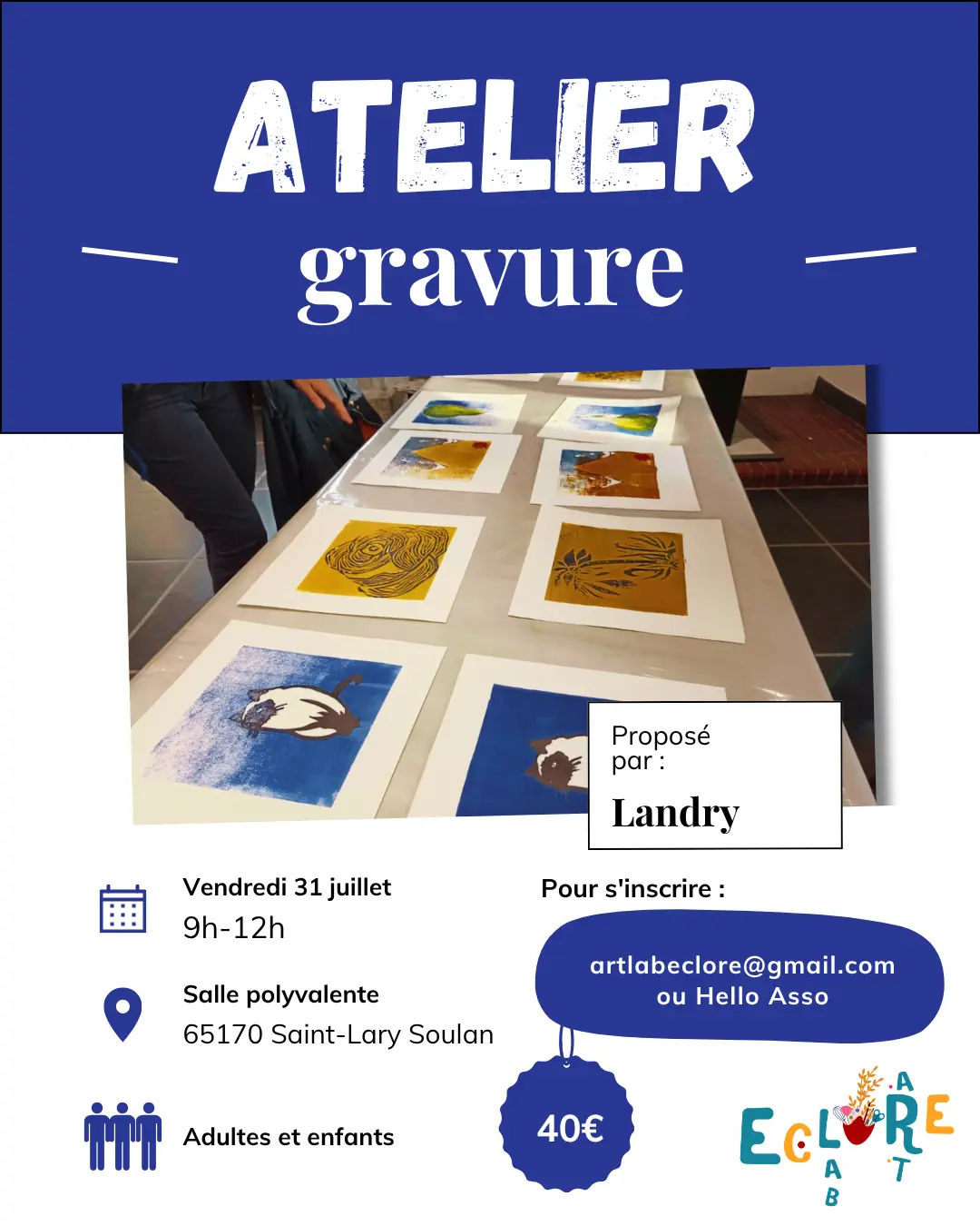 Atelier gravure- Association ArtLab Eclore (Saint-lary-soulan ...
