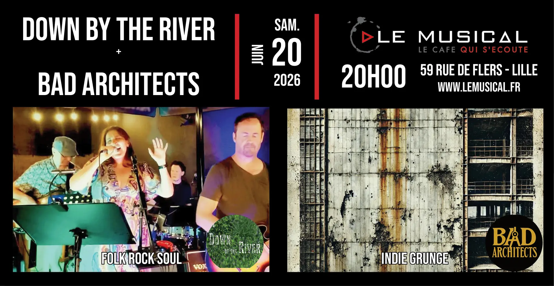 Fête du Musical: Down by the river (funk rock soul) + Bad architects ...