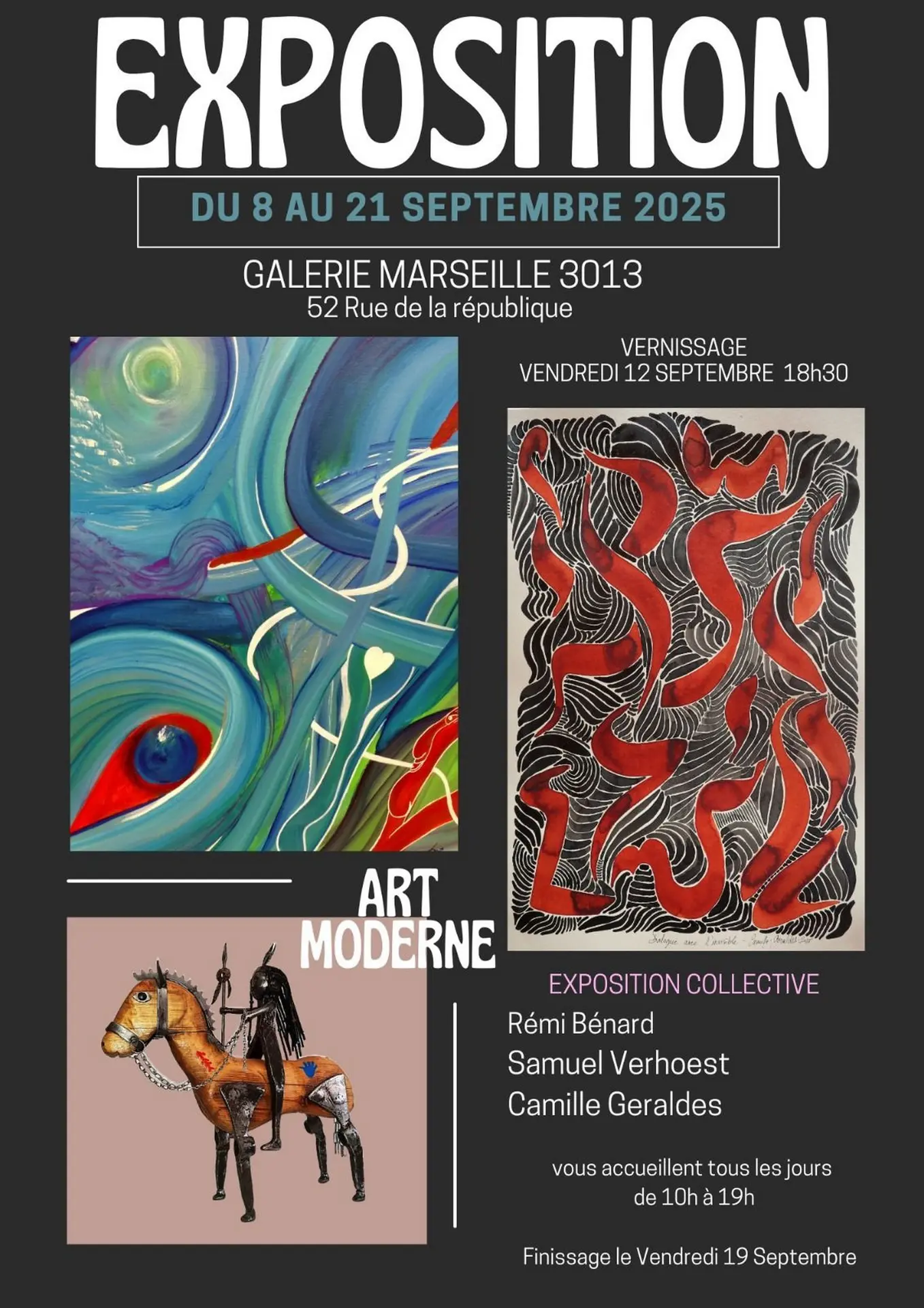 Exposition collective : Camille Geraldes, Rémi Bénard, Samuel Verhoest (Marseille 2ème ...