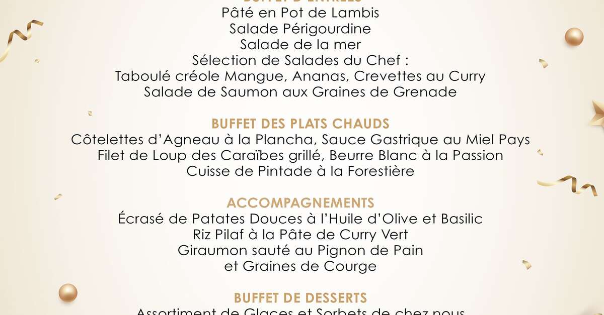 Déjeuner du Jour de l’An (La Yole – Karibéa Sainte-Luce Hôtel ***) (Sainte-Luce) | Martinique Tour