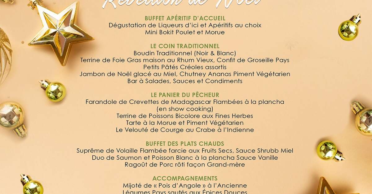 Menu du réveillon de Noël (La Yole – Karibéa Sainte-Luce Hôtel ***) (Sainte-Luce) | Martinique Tour