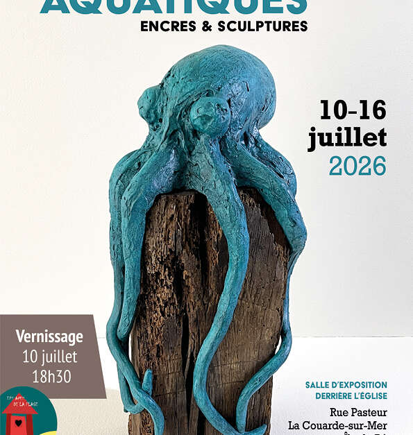 ‘Aquatiques’ exhibition by Guy Etcheto, ink drawings and sculptures (La ...