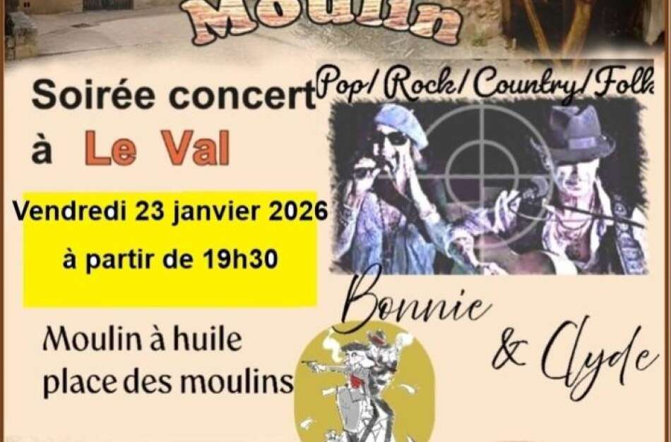 Concert : Bonnie & Clyde – musique pop rock – country- folk (Le Val ...